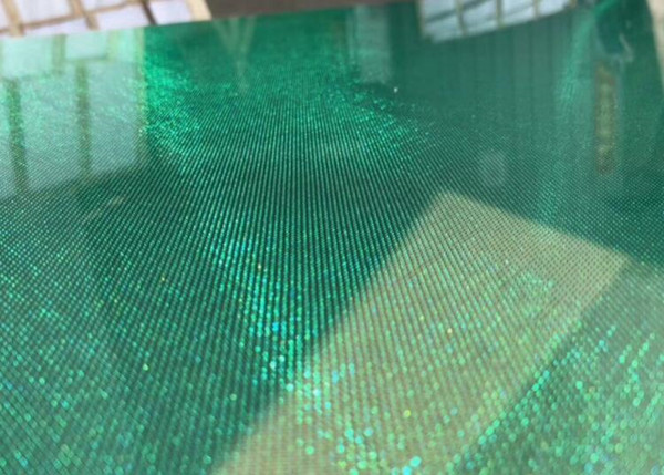 SGS SGP Laminated Glass With Green Water Ghost Metal Coated Polyester ...